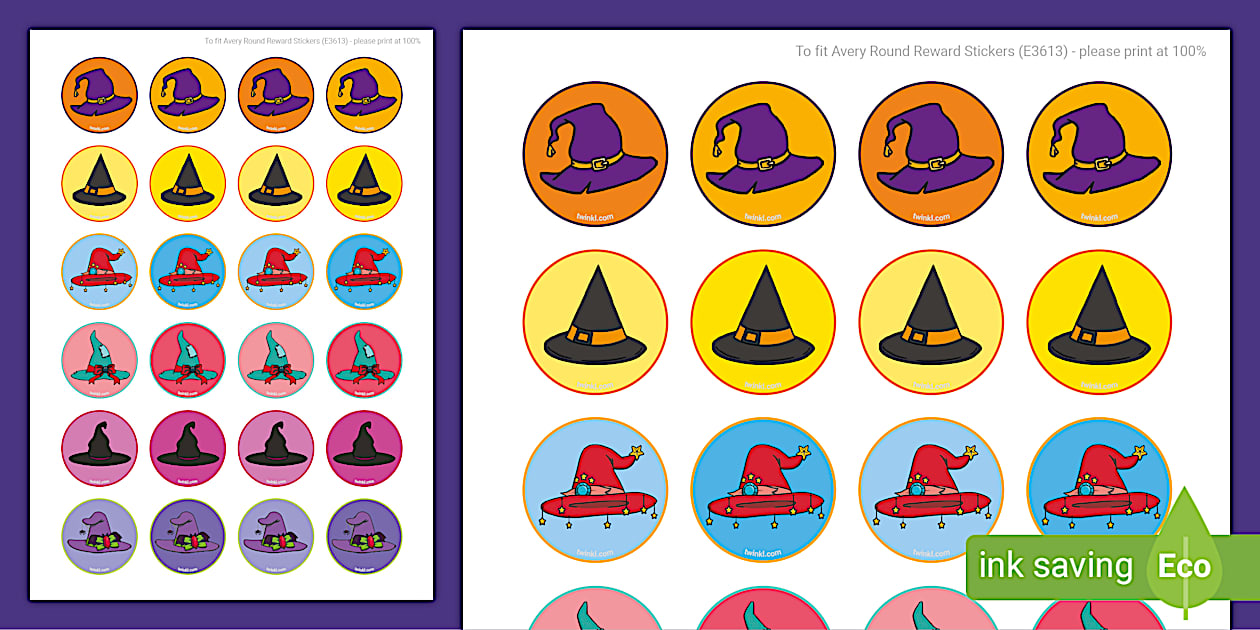 Witch Hat Sticker Templates