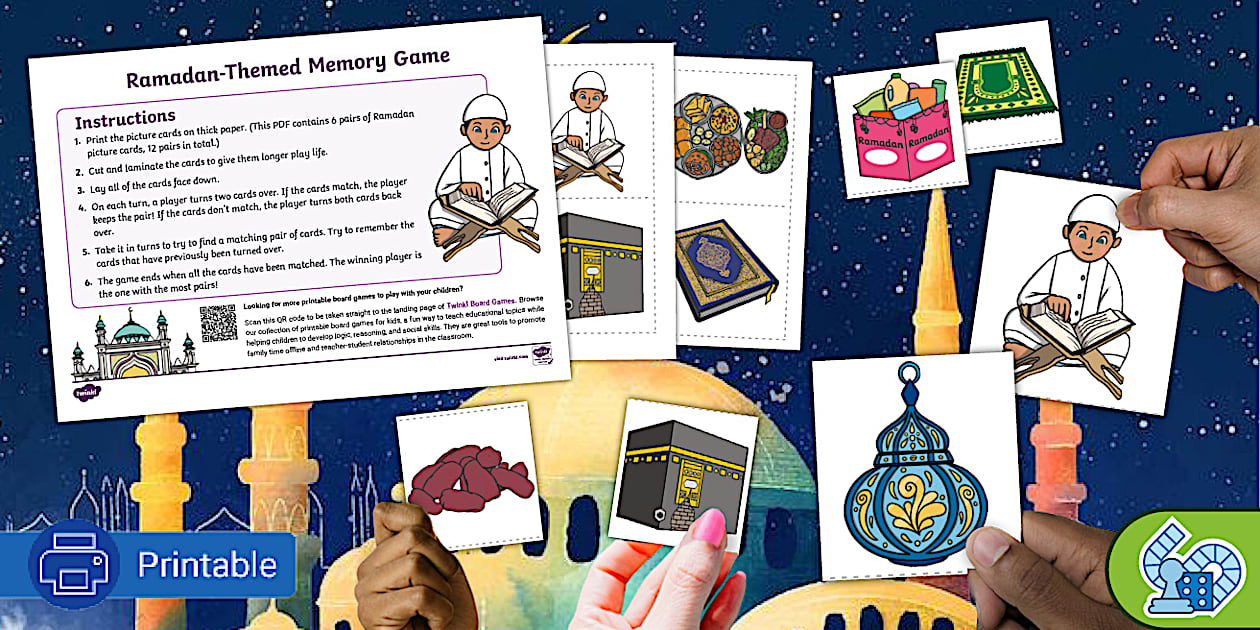 Ramadan Cards Memory Game for EYFS Ramadan Activities