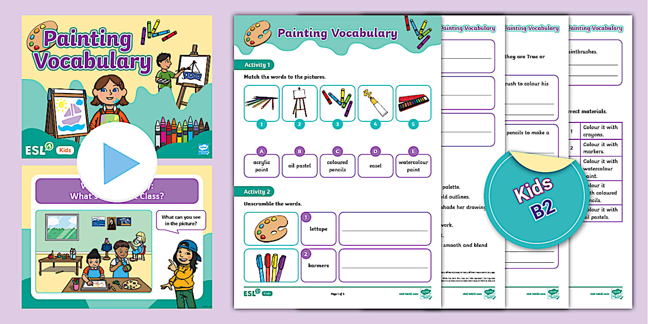 ESL Painting Vocabulary Lesson for Kids (Lehrer gemacht)