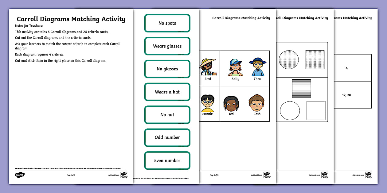 Carrol Diagrams Matching Activity (teacher made) - Twinkl