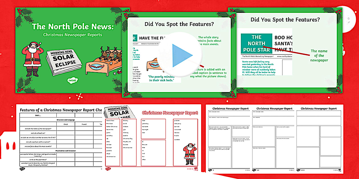 KS1 Christmas North Pole News Activity Pack | News Reports