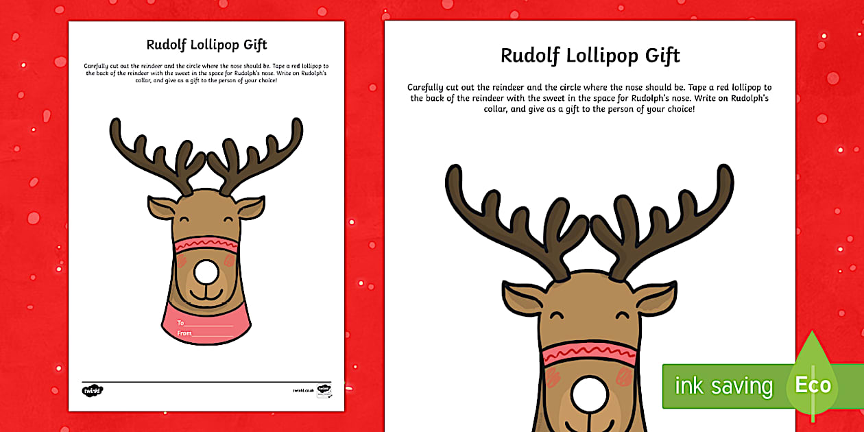 Rudolph Lollipop Gift Craft (teacher made) - Twinkl