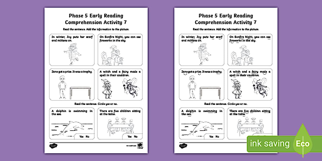 Phase 5 EYFS Reading Comprehension Activity 7 (teacher made)