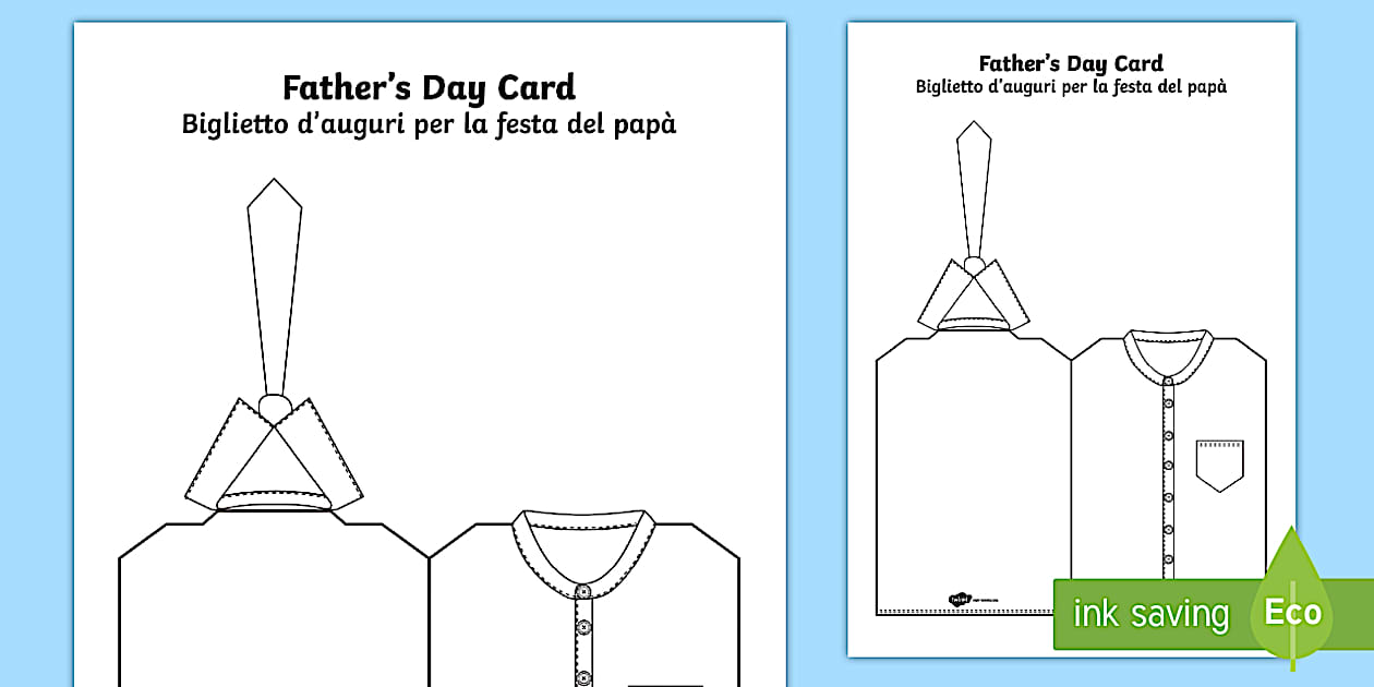 Father's Day Shirt and Tie Cut and Colour Craft Card English/Italian ...