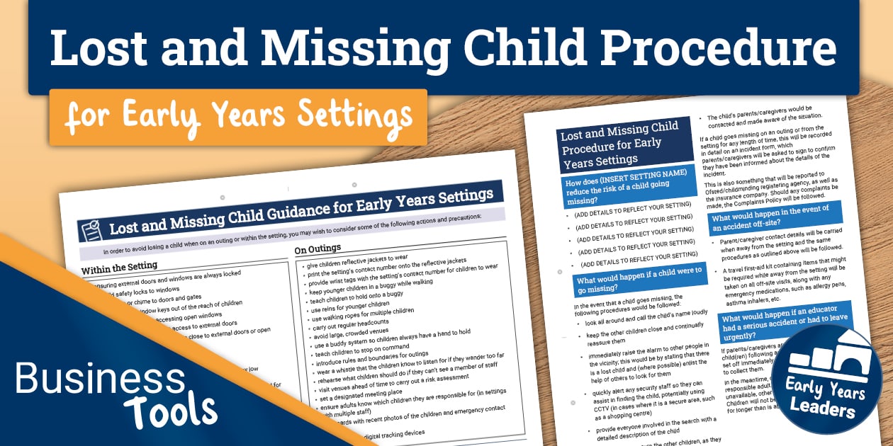 Lost and Missing Child Procedure for Early Years Settings