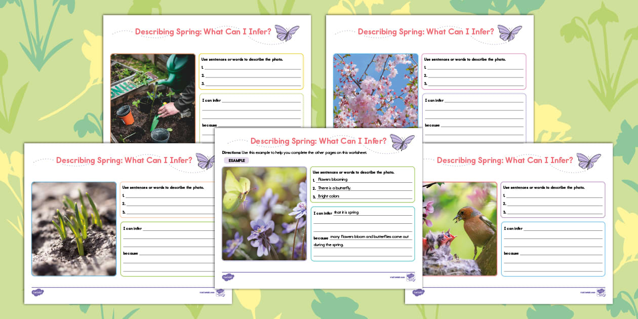 Describing Spring: Picture Inference Worksheets for K-2nd