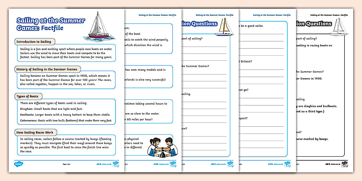 Olympic Games, Sailing Factfile and Activity Sheet - Twinkl