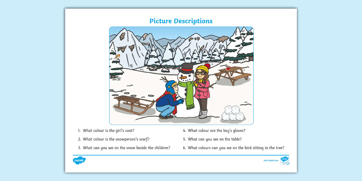 Language Skills: Picture Descriptions (teacher made)
