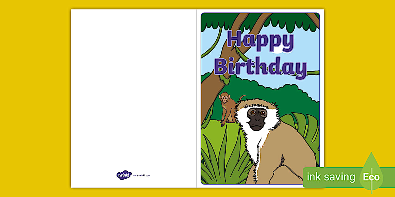 Monkey Birthday Card (teacher made) - Twinkl