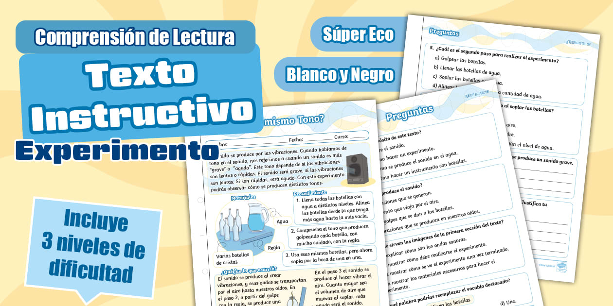 Comprensión de Lectura| Experimento | Texto Instructivo |3°