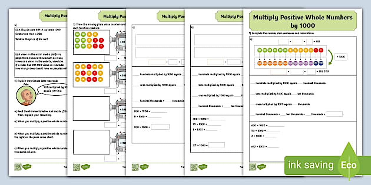 👉 KS2 Multiply Positive Whole Numbers by 1000 Activity Sheet