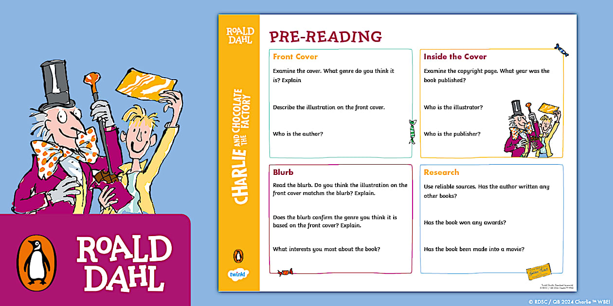 FREE Charlie and the Chocolate Factory: Pre-Reading Worksheet
