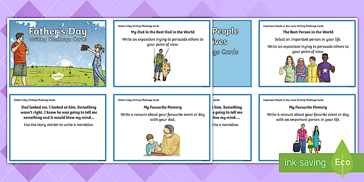 3-6 Father's Day Writing Challenge Cards (teacher made)