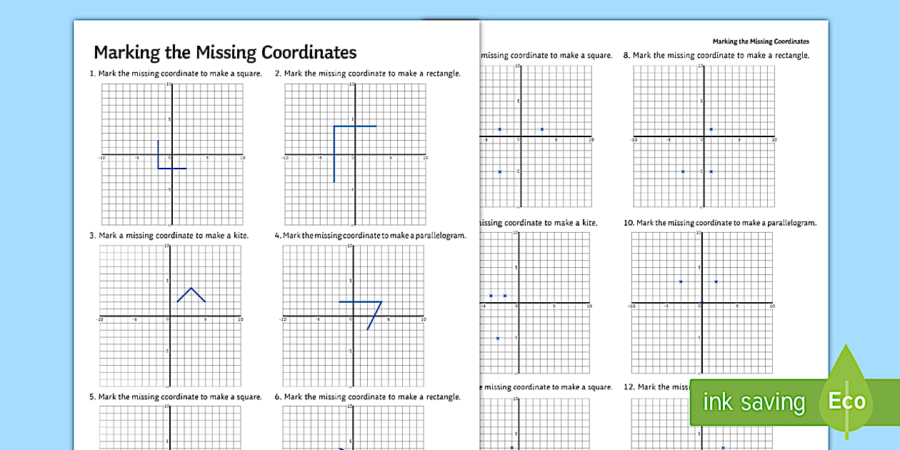 Marking Missing Coordinates from Polygons Worksheet - Twinkl