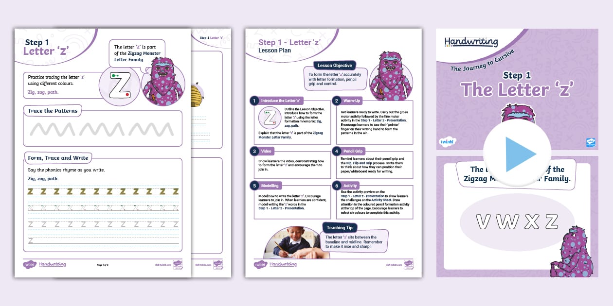 Twinkl Handwriting Scheme: Step 1 Letter 'z' Pack