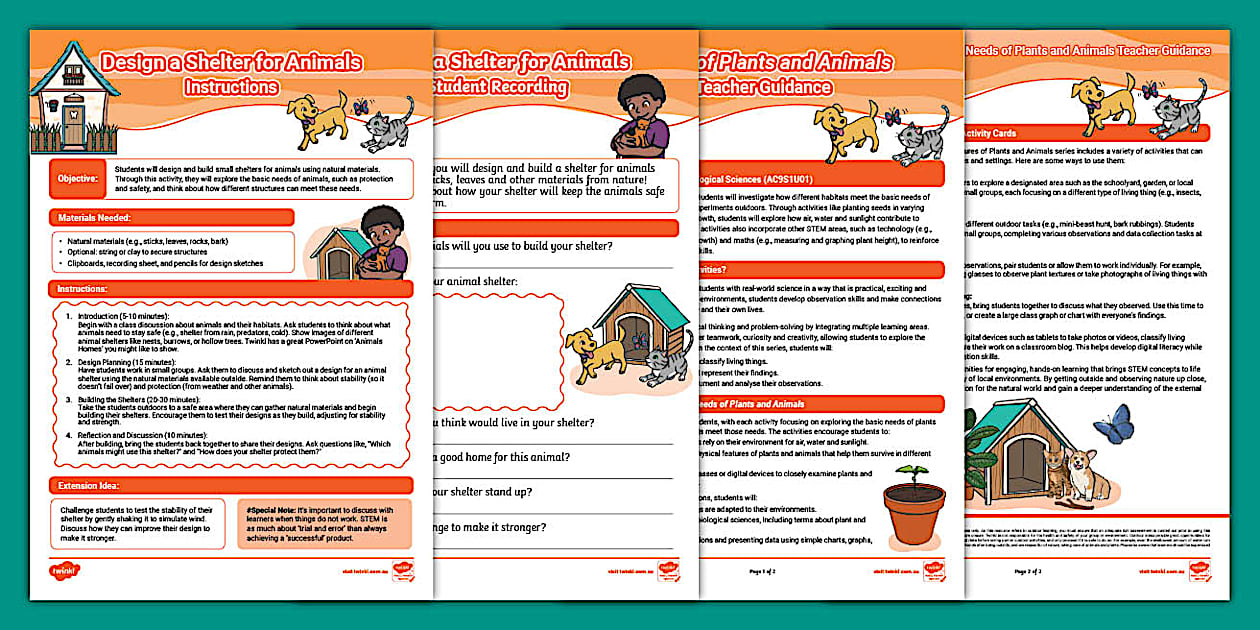 STEM Outdoors: Design a Shelter for Animals (teacher made)