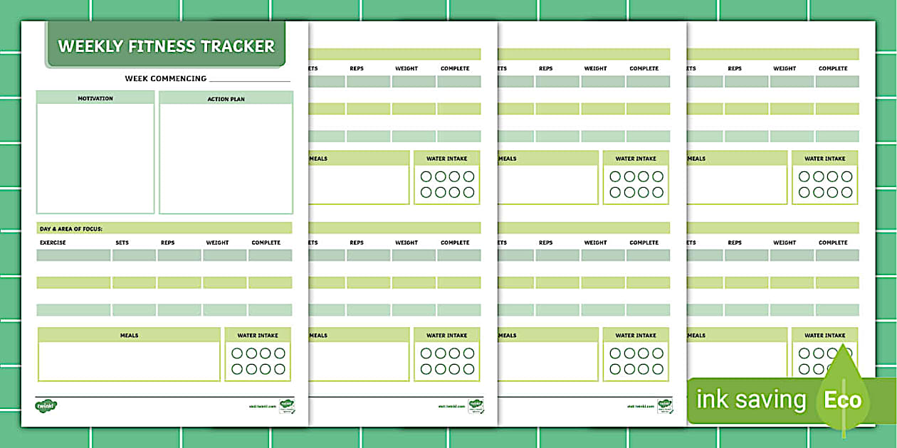 Weekly Fitness Tracker | Twinkl Busy Bees (teacher made)