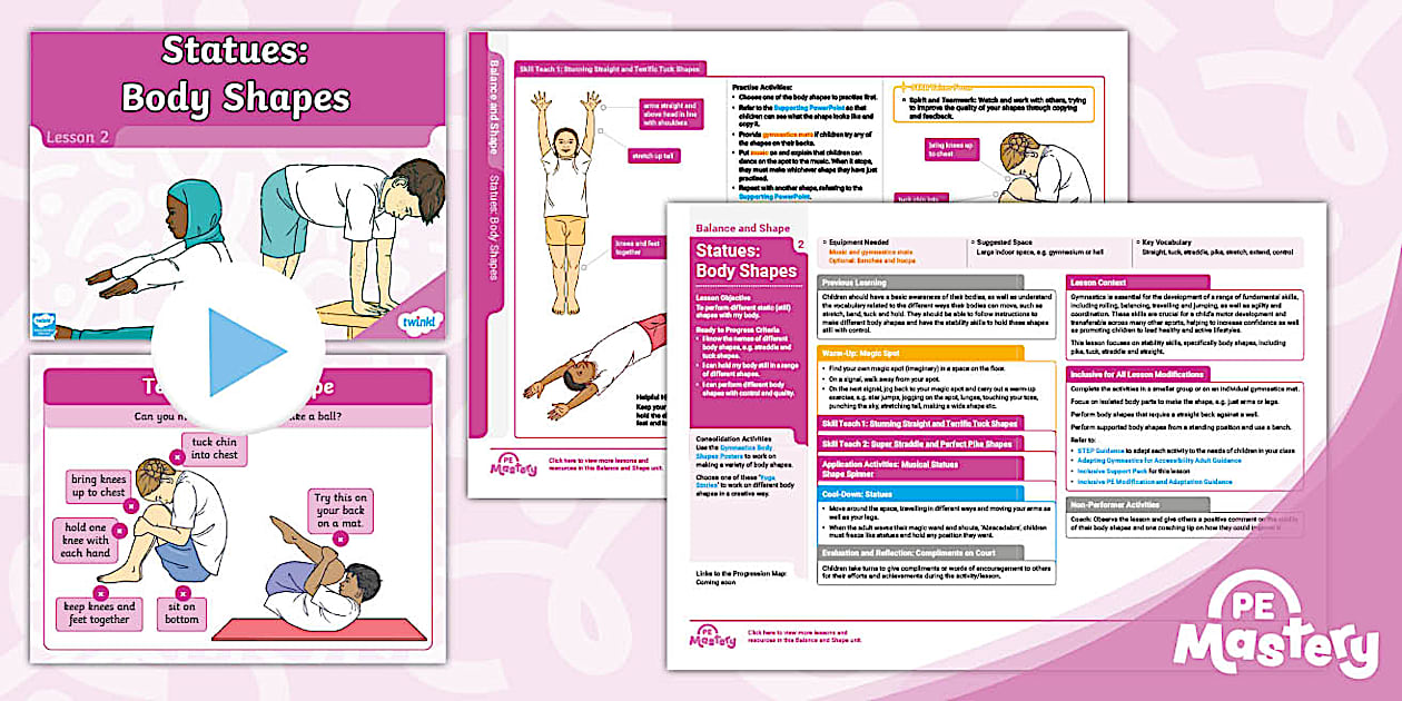 Year 1 Gymnastics Balance and Shape Lesson - Body Shapes