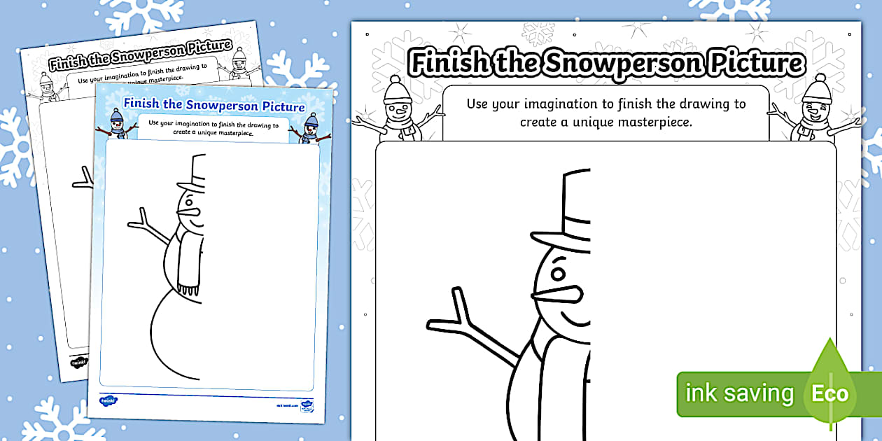 Finish the Snowperson Picture Worksheet (teacher made)