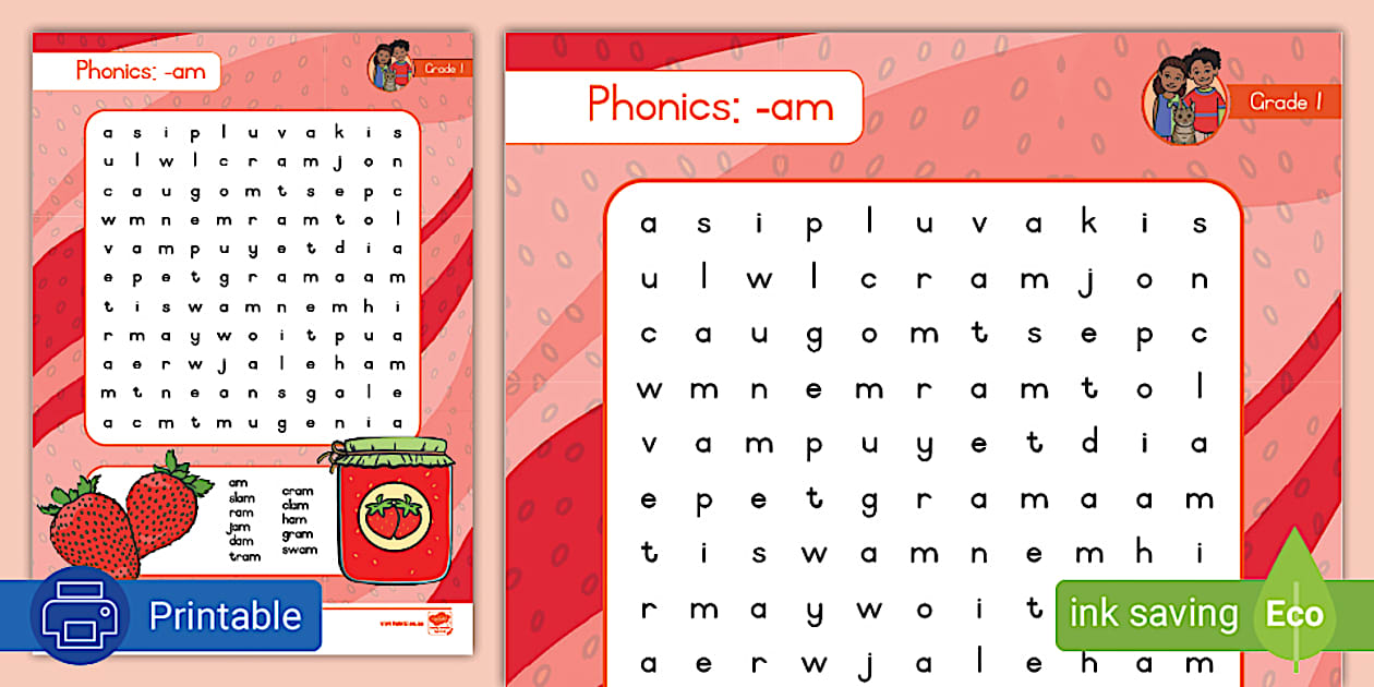 Grade 1 Phonics: -am Wordsearch