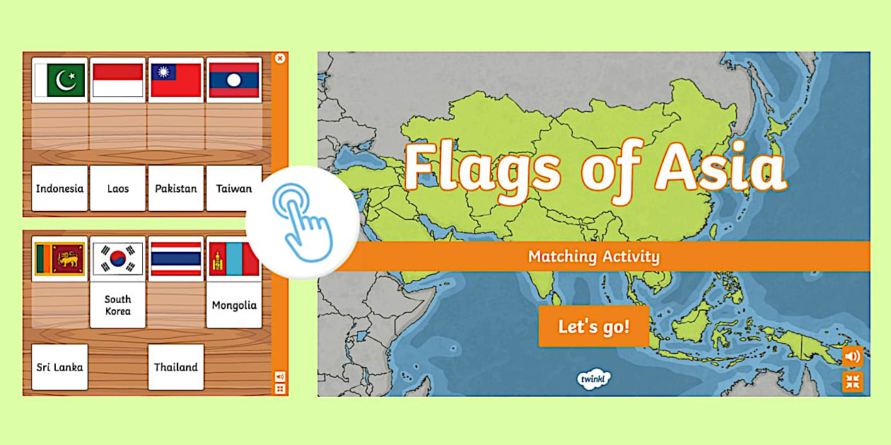 Flags of Asia Matching Activity (teacher made) - Twinkl