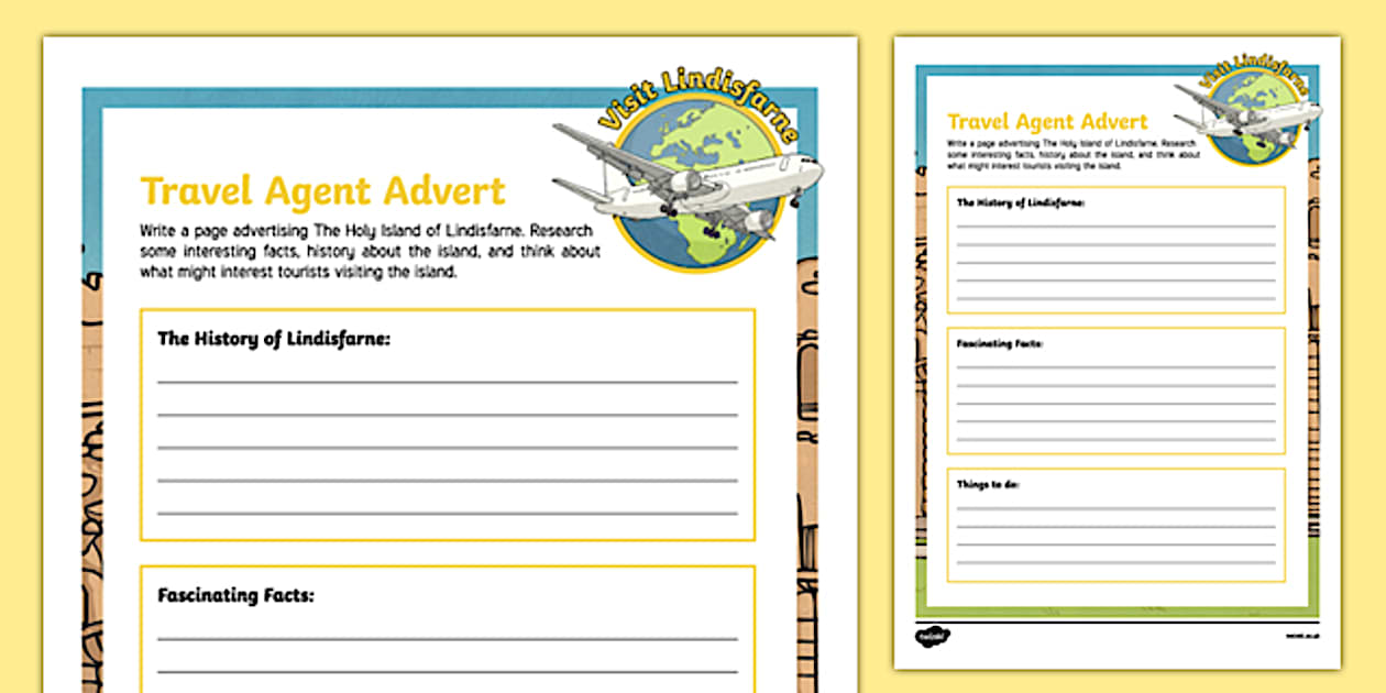 Travel Writing KS2 - Lindisfarne - Advert Worksheet - Twinkl