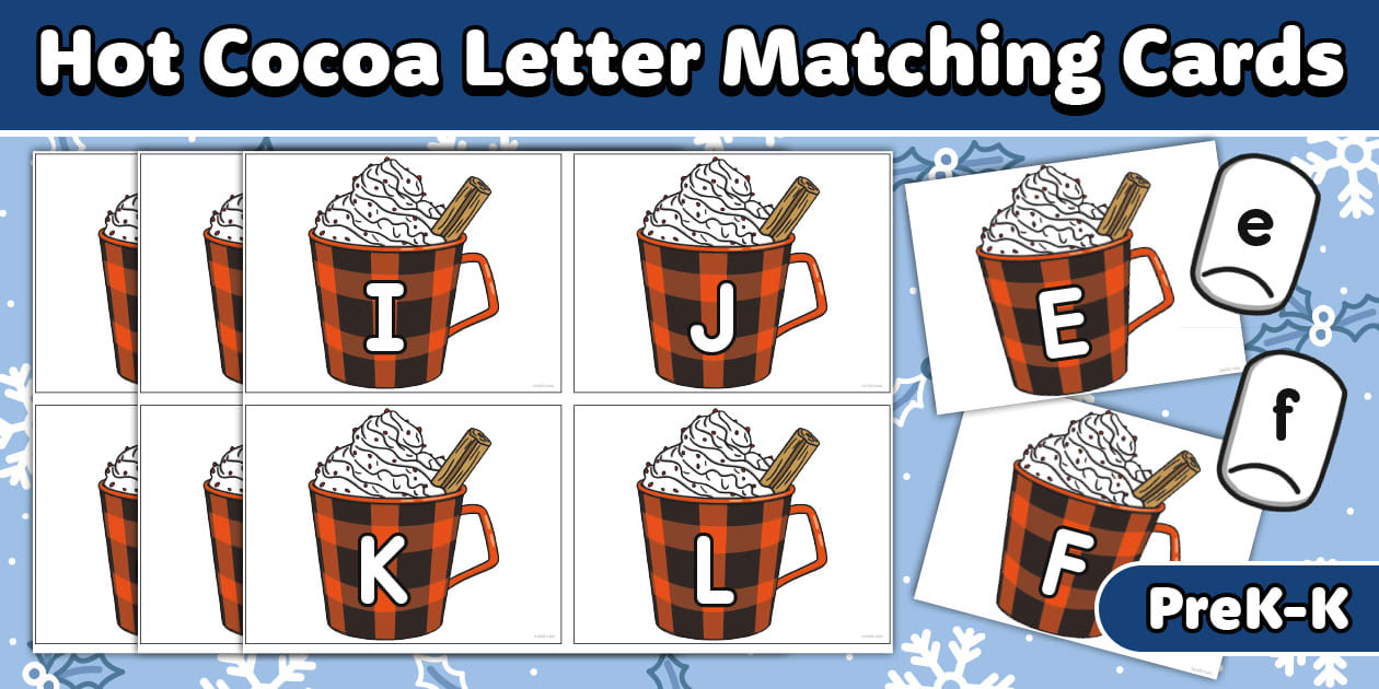 Hot Cocoa Uppercase and Lowercase Letter Matching Cards