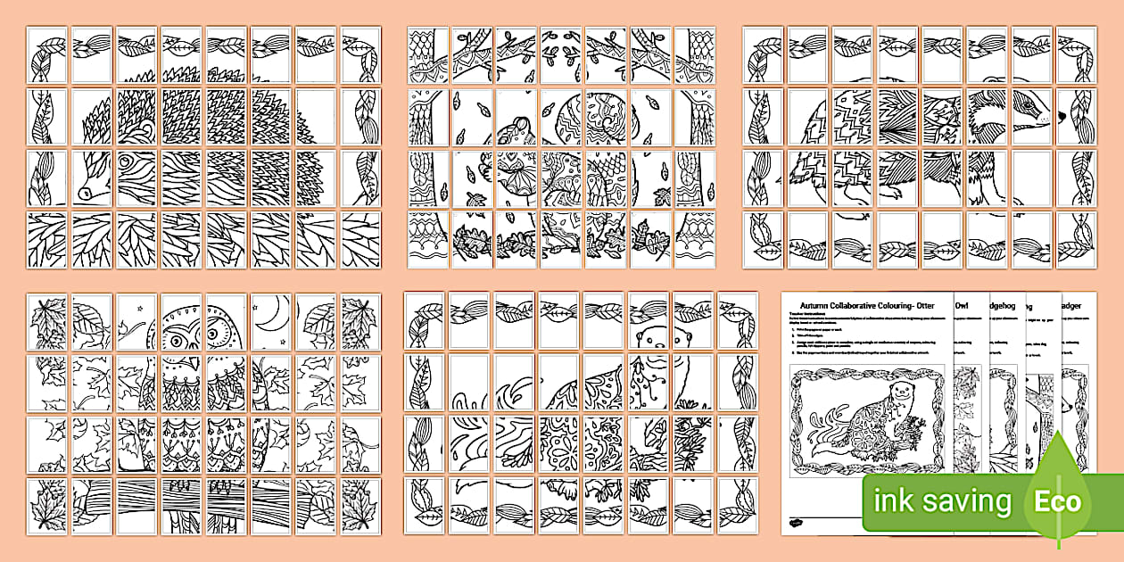 Autumn Collaborative Colouring (teacher made) - Twinkl