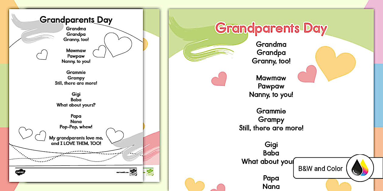 Grandparents Day Poem Poster (Teacher-Made) - Twinkl