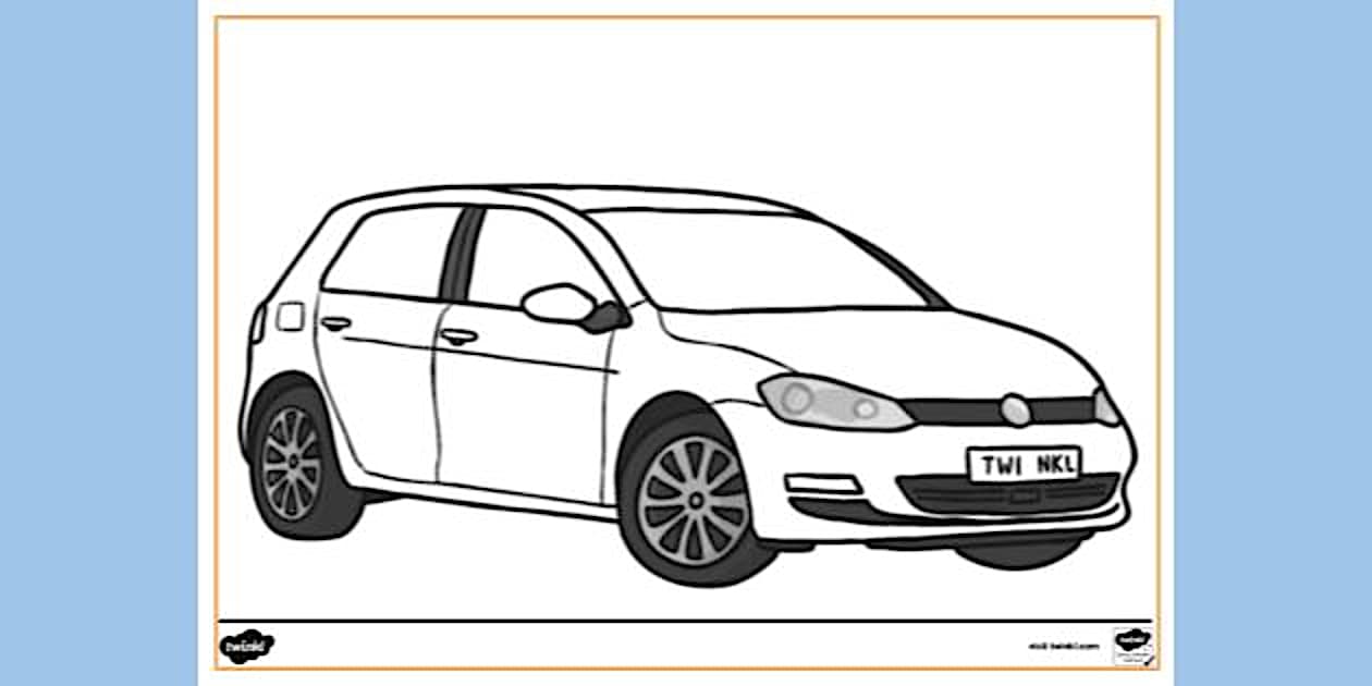 First Car Colouring Sheet | Colouring Sheets - Twinkl