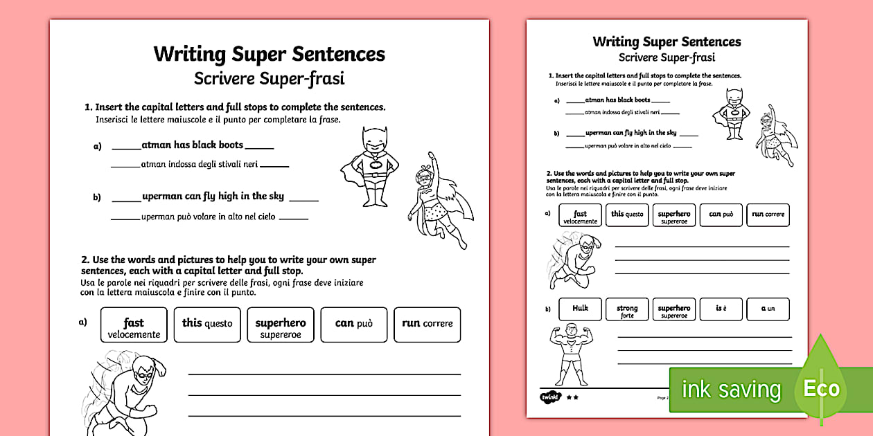 Writing Super Sentences Differentiated Worksheet / Worksheet English ...