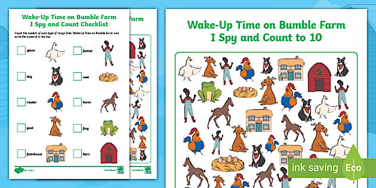 👉 Wake-Up Time on Bumble Farm I Spy and Count to 10