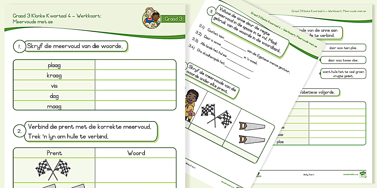 Graad 3 Klanke Kwartaal 4 – Werkkaart: Meervoude met ae