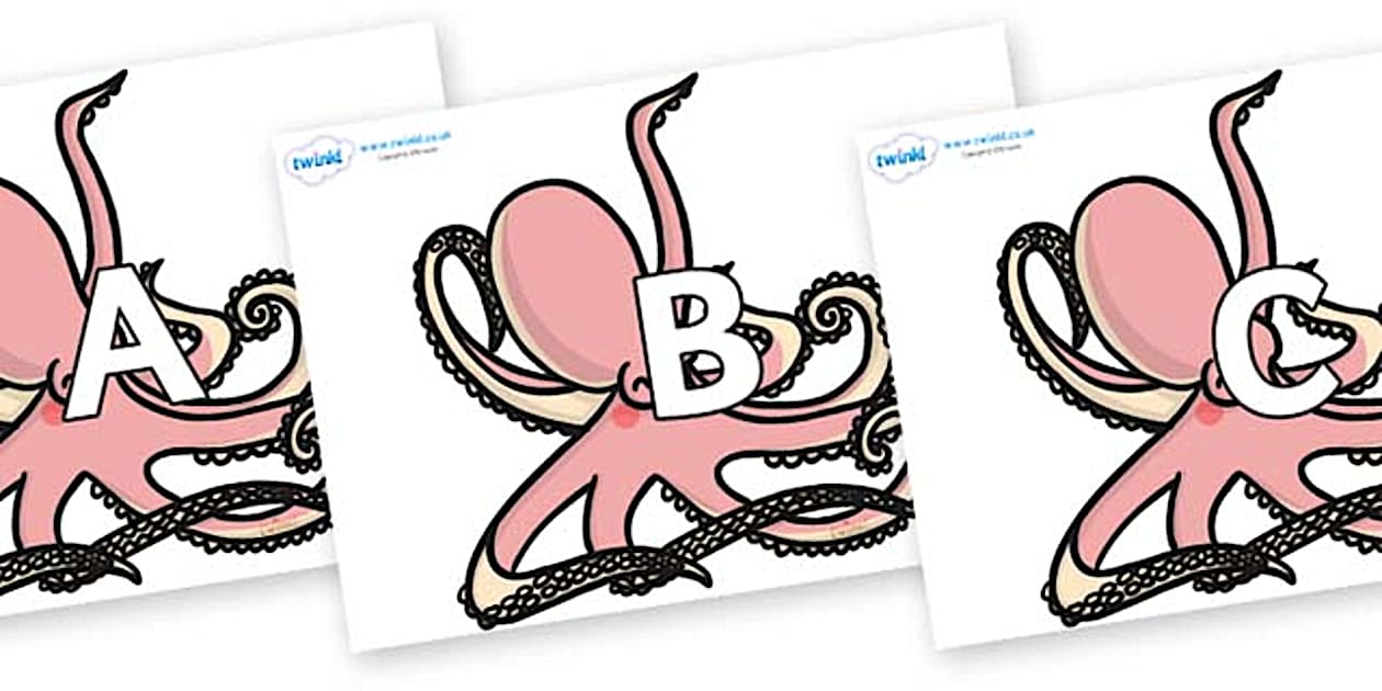 Cursive A-Z Alphabet on Octopuses (teacher made) - Twinkl