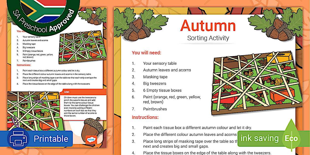 Autumn Sorting Activity (teacher made) - Twinkl