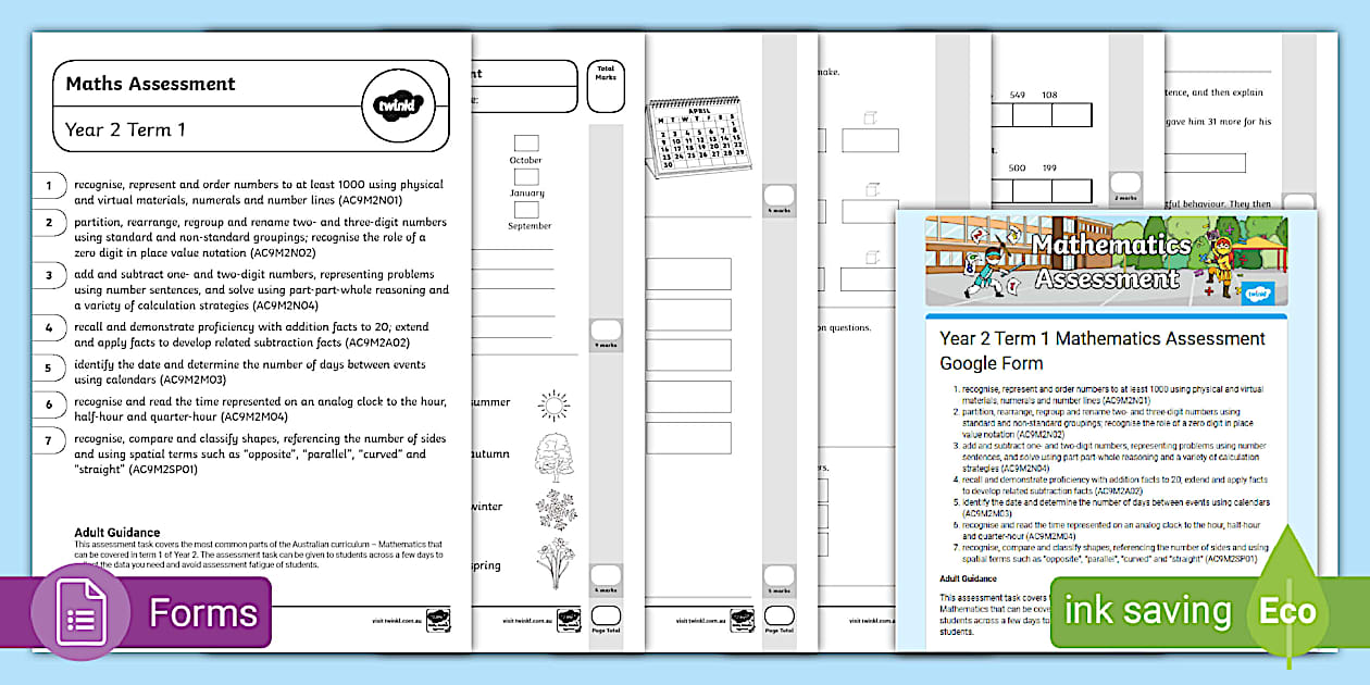 Year 2 Term 1 Mathematics Assessment Pack - Twinkl