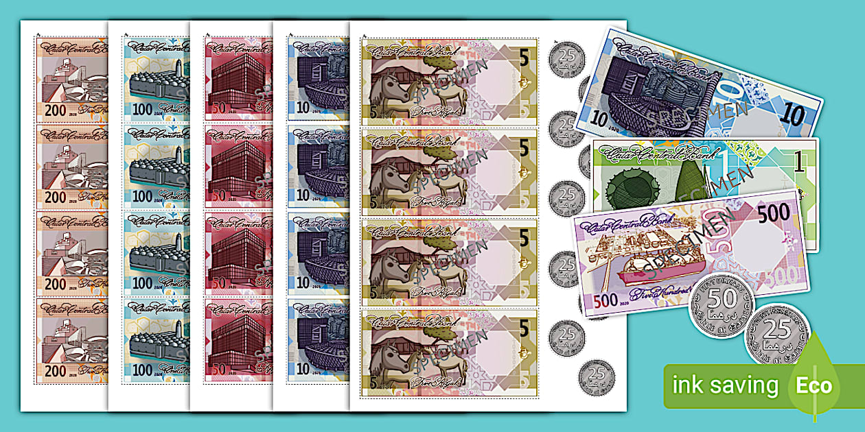 Qatari Money - Role Play Money (teacher made) - Twinkl
