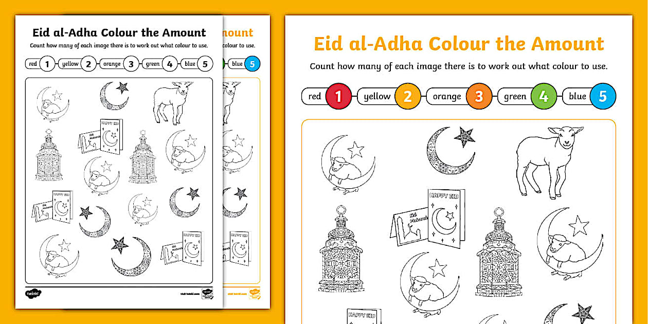 👉 Eid al-Adha Colour the Amount Worksheet - Twinkl