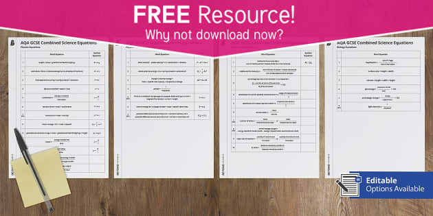 FREE! - Combined Science GCSE Equations Sheet | Beyond