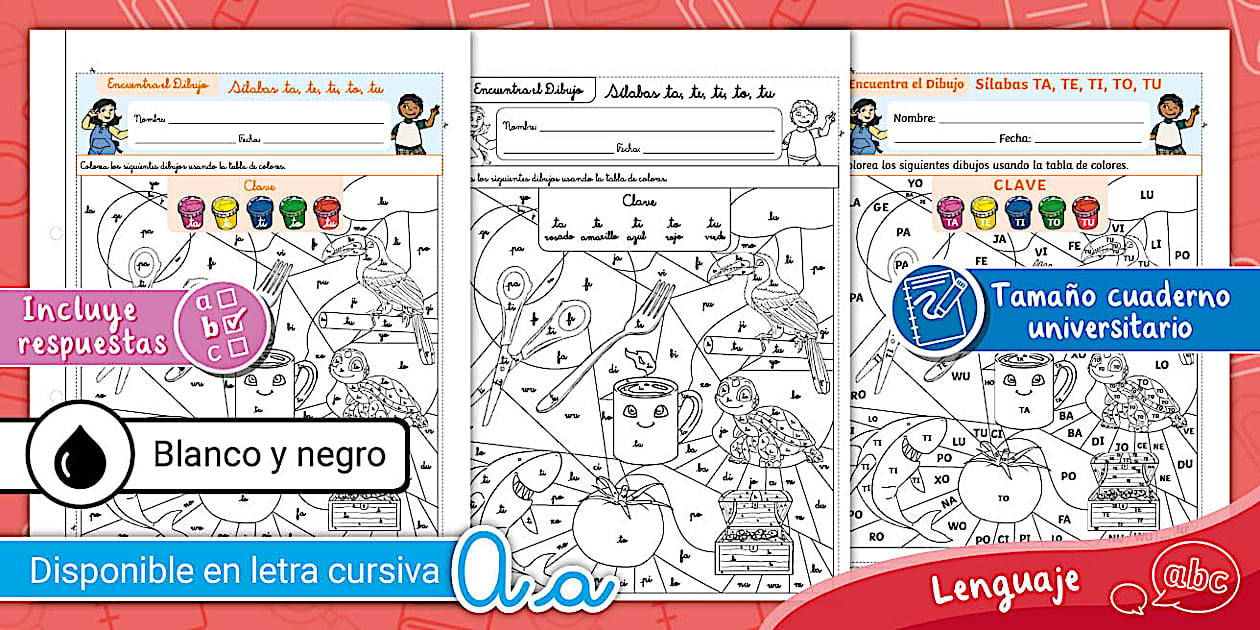 Guía | Cursiva | Ligada | Sílabas | Letra T | Lenguaje