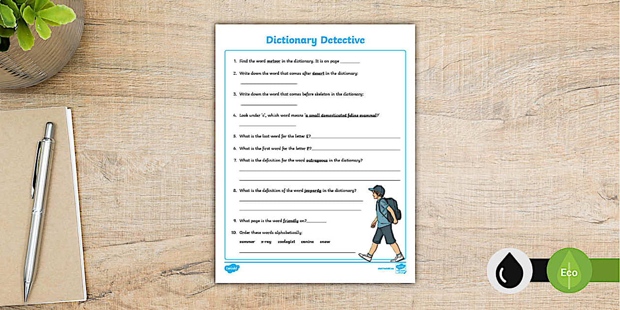 Dictionary Detective Activity | Dictionary Skills Worksheet