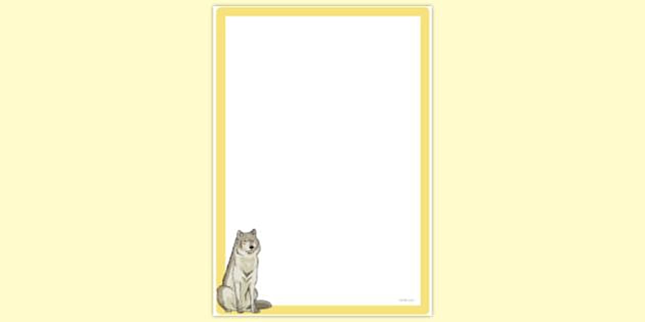 Simple Blank Wolf Sitting Page Border | Twinkl - Twinkl