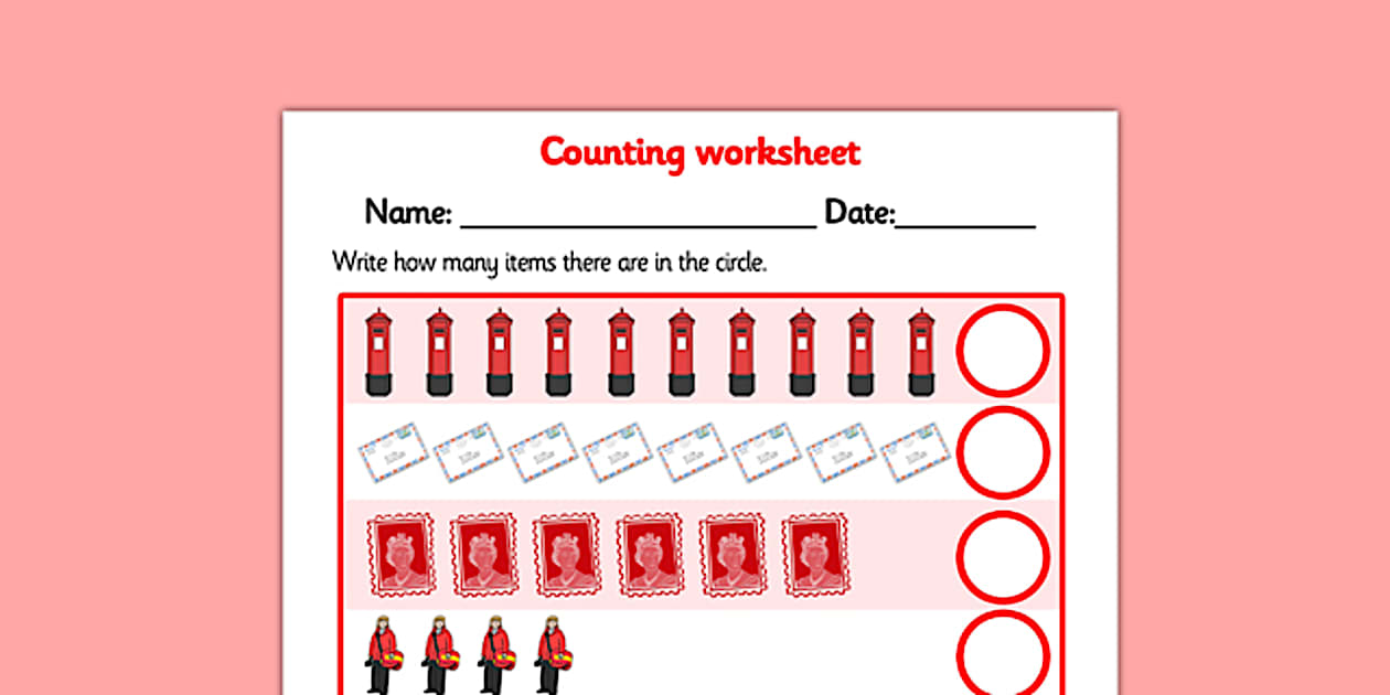 My Counting Worksheet (Post Office) (teacher made) - Twinkl