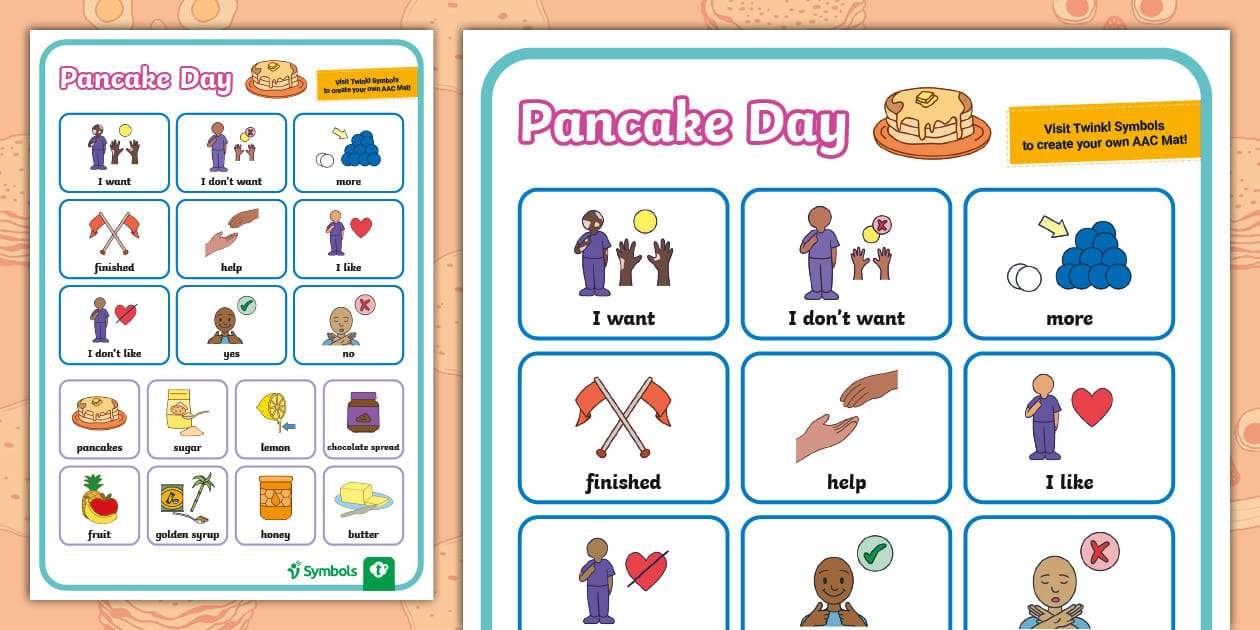 Twinkl Symbols: Pancake Day AAC Mat (Teacher-Made) - Twinkl