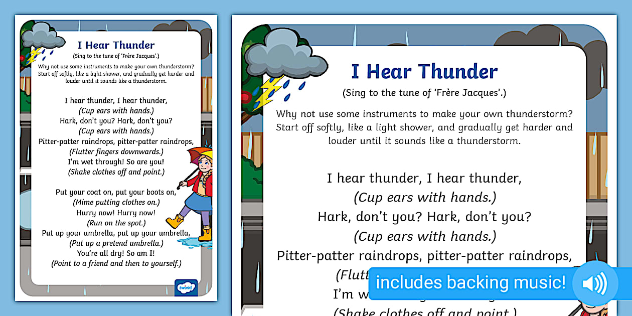 I Hear Thunder Lyrics Nursery Rhymes - Early Years - Twinkl