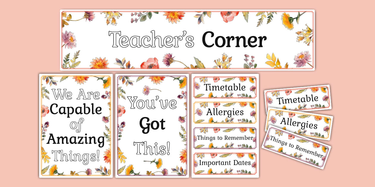 Wildflower Botanical Themed Teacher's Corner Display Pack