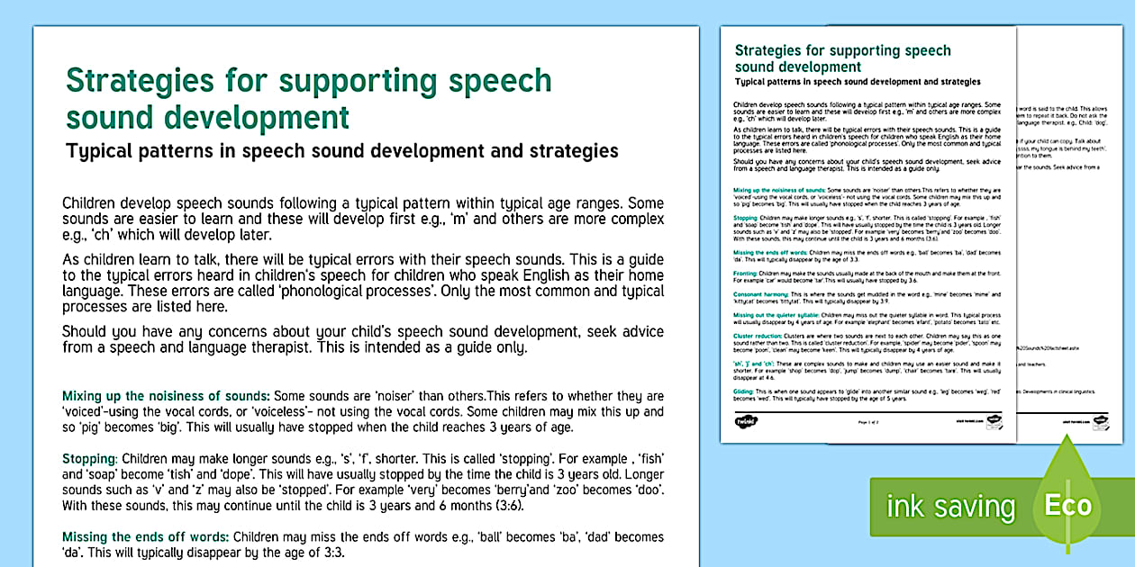 Strategies For Supporting Speech Sound Development - Twinkl