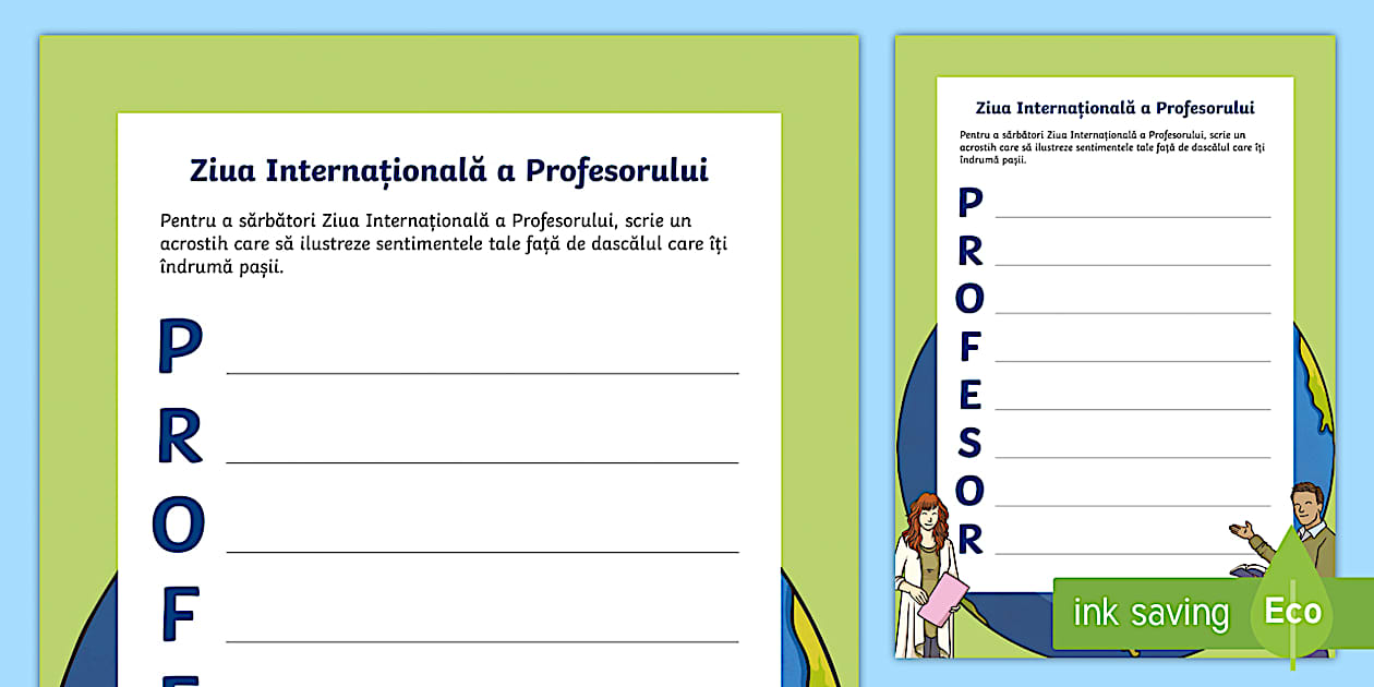 Ziua Internațională a Profesorului Acrostih (Teacher-Made)