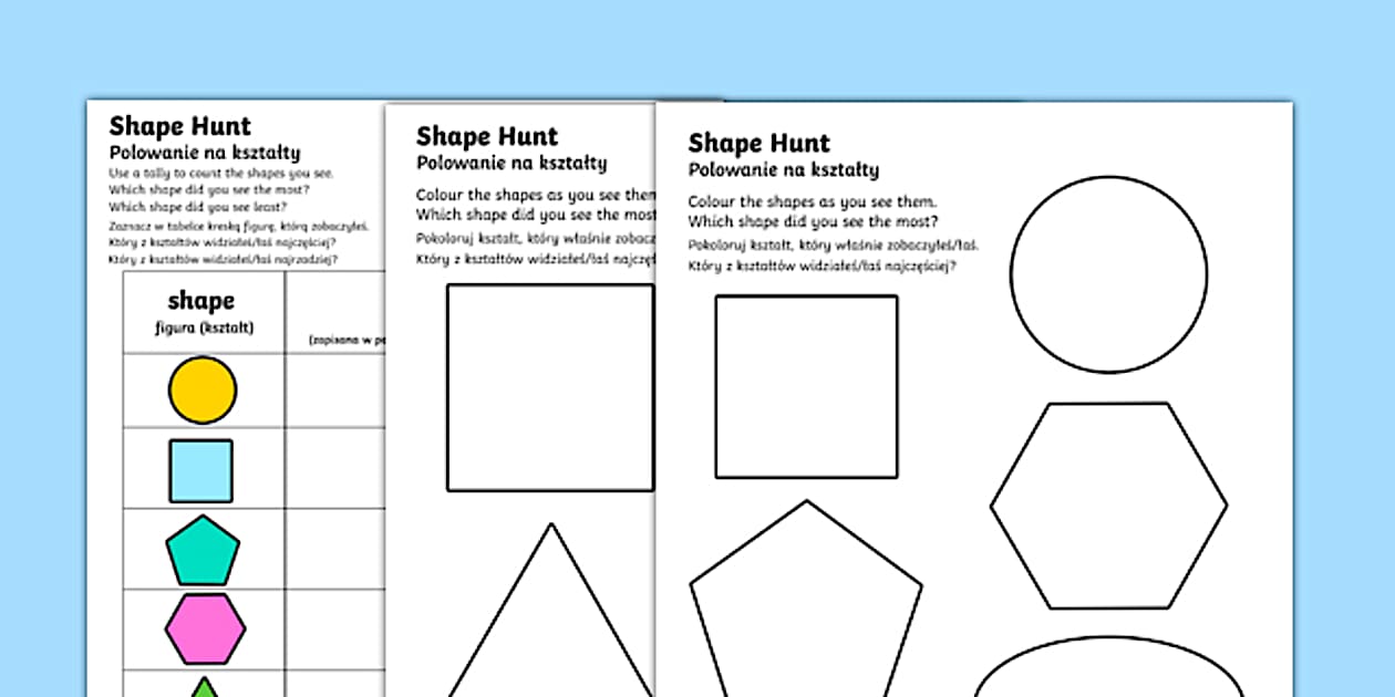 Shape Hunt Worksheet / Worksheet English/Polish - Twinkl