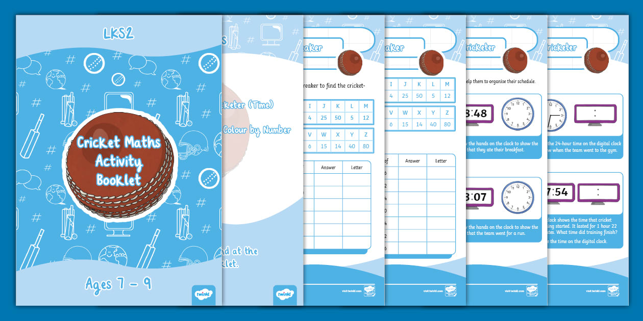👉 LKS2 Cricket Maths Activity Booklet (Ages 7 - 9)